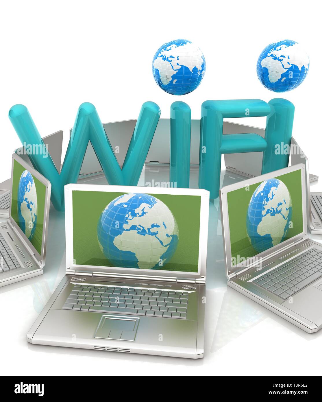 Laptops earth world map hi-res stock photography and images - Alamy