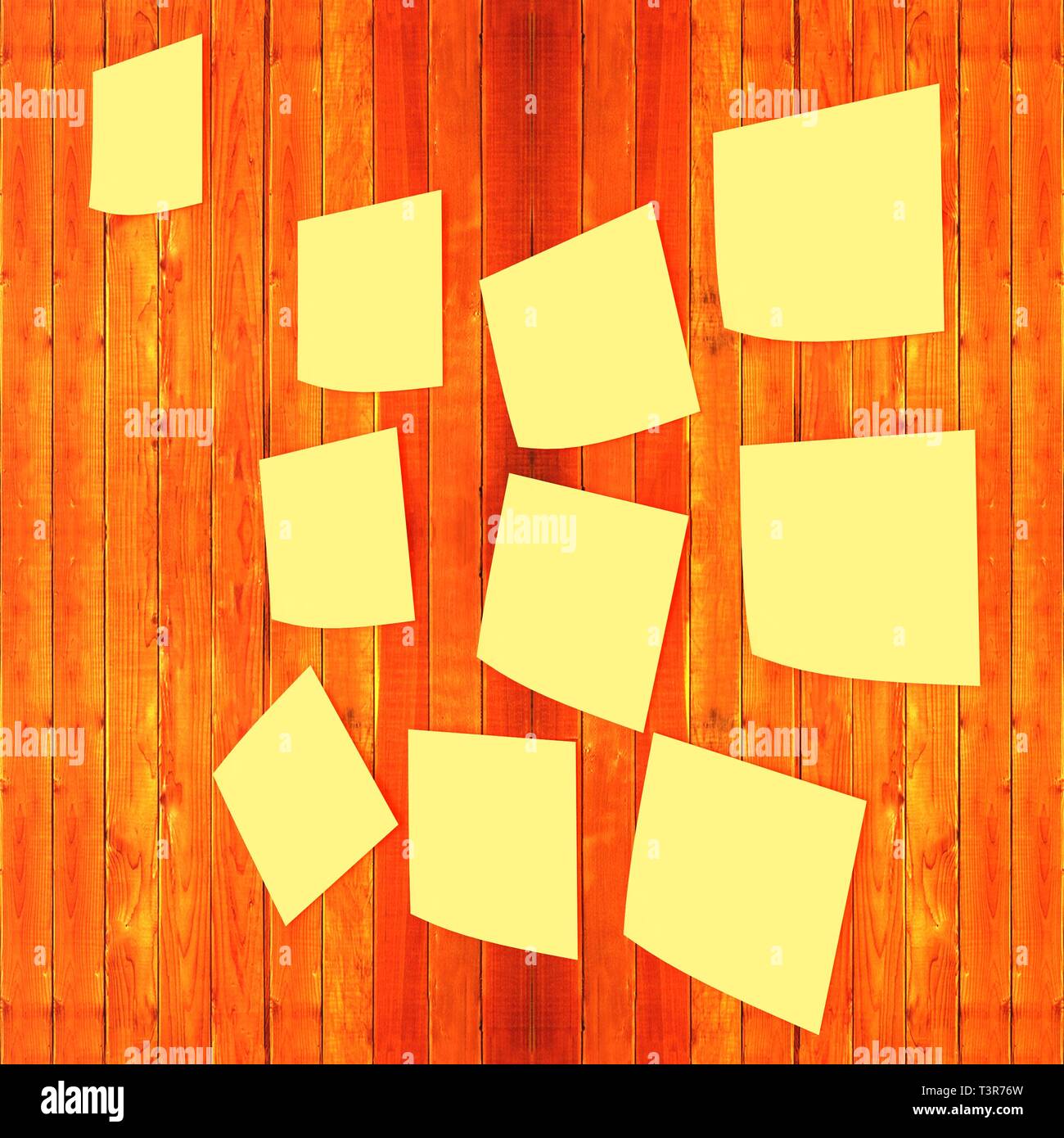 Mock-up of Sticky note paper on a wooden wall. 3D illustration Stock ...