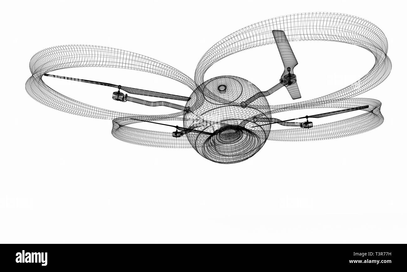 Quadcopter Dron. 3d render Stock Photo - Alamy