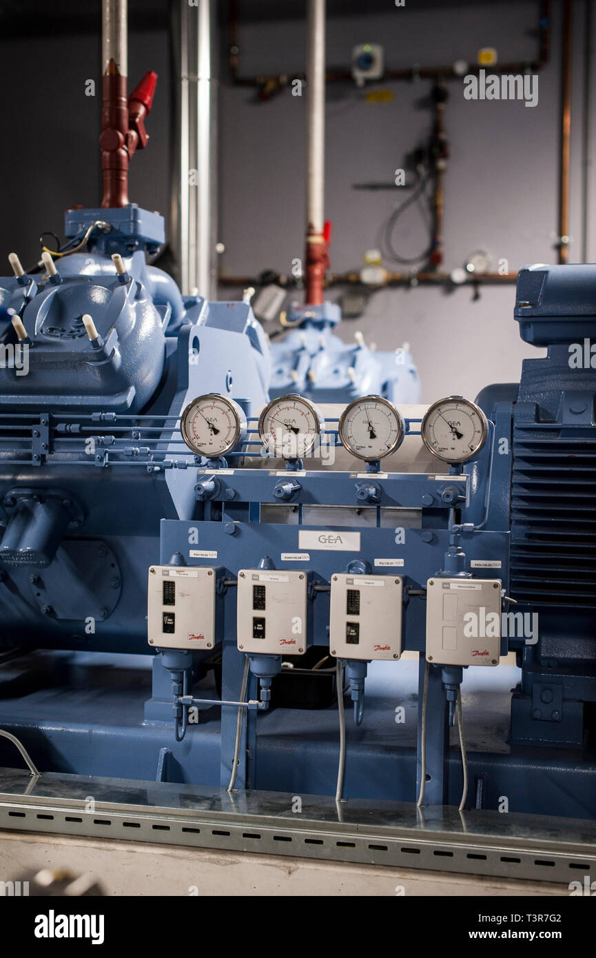 Valves on a industrial cooling engine Stock Photo - Alamy