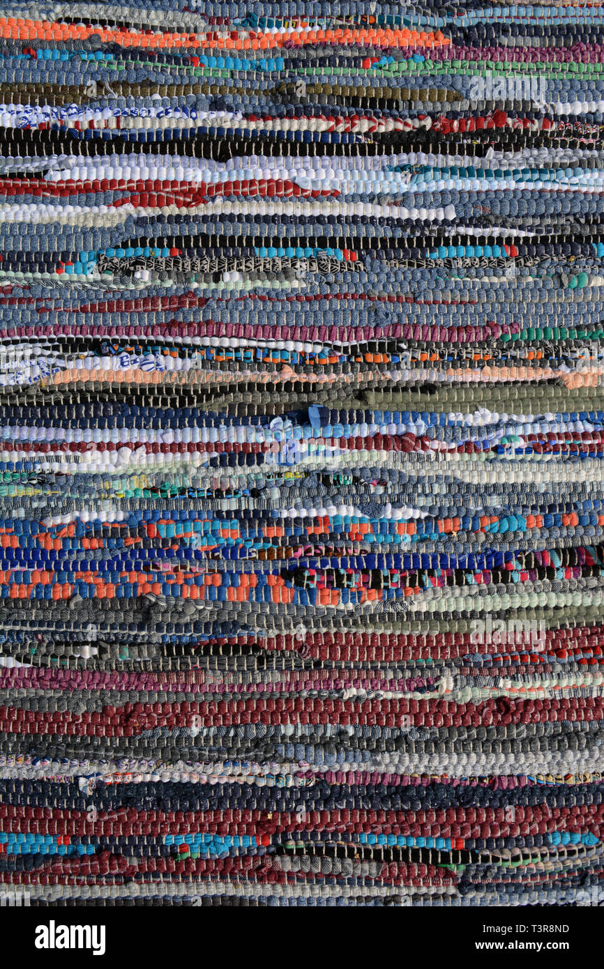 Colored knitted homemade craft carpet background and texture Stock ...