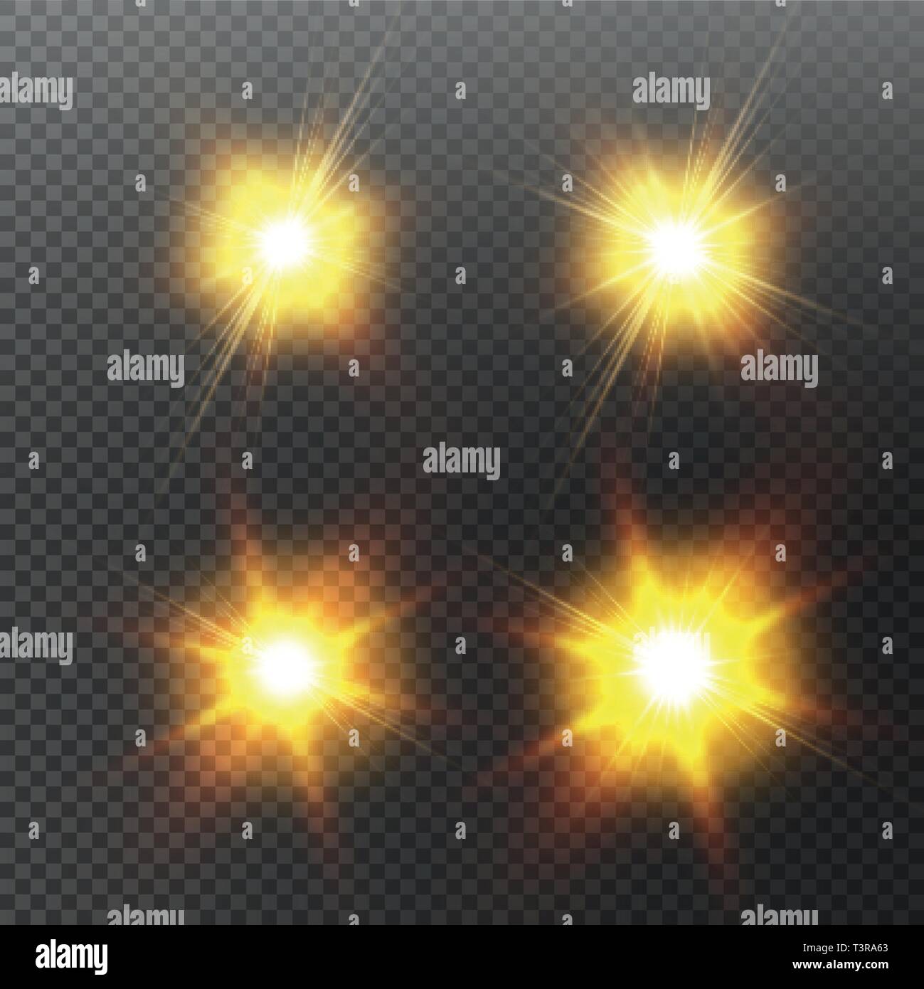 Set of Vector glowing light effect stars bursts with sparkles on transparent background ...