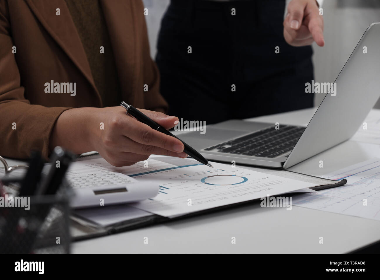 businesswomen working together in office teamwork brainstorming ...