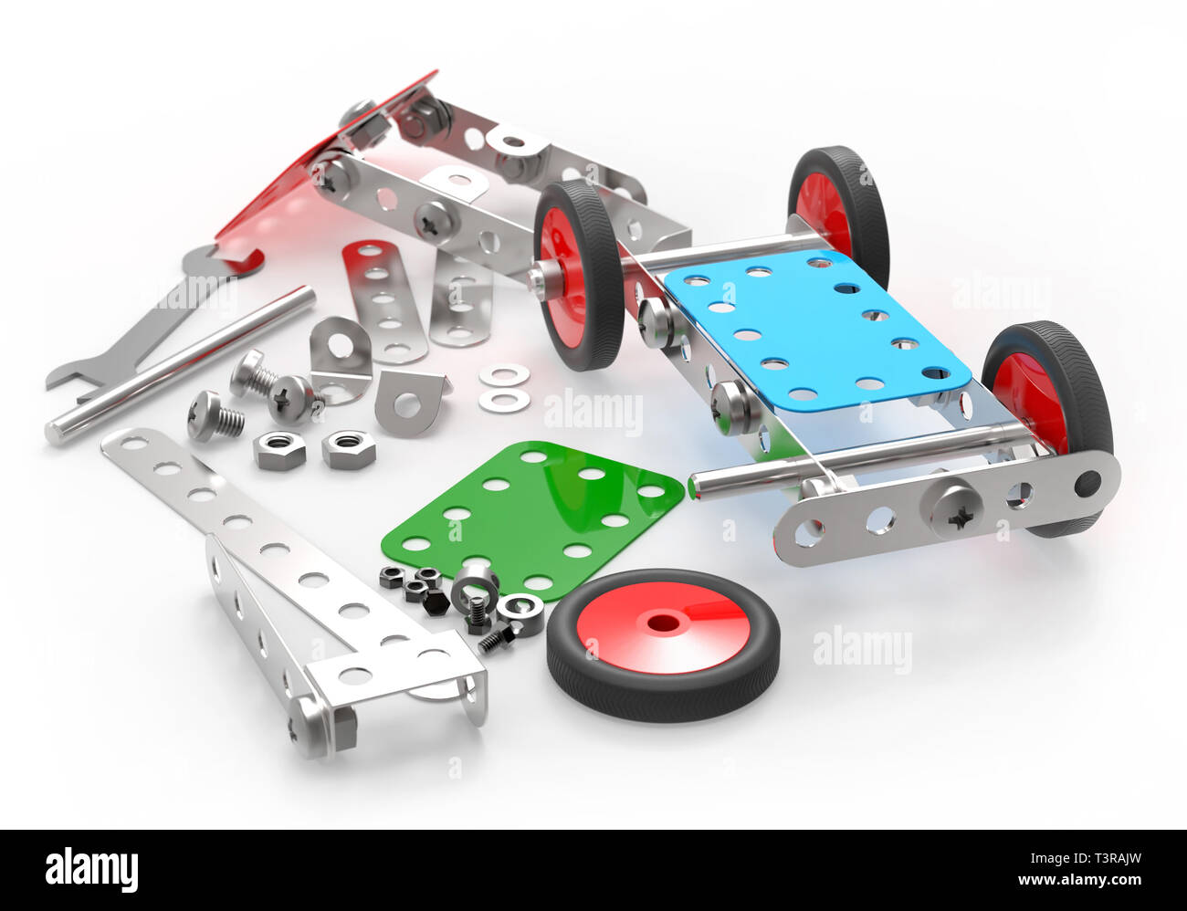 Car toy mechanical construction, isolated on white background, 3d ...