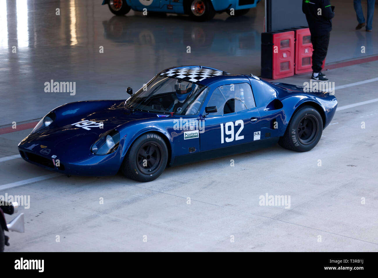 A Blue, 1968, Chevron B8 in the pit lane, during the Silverstone ...