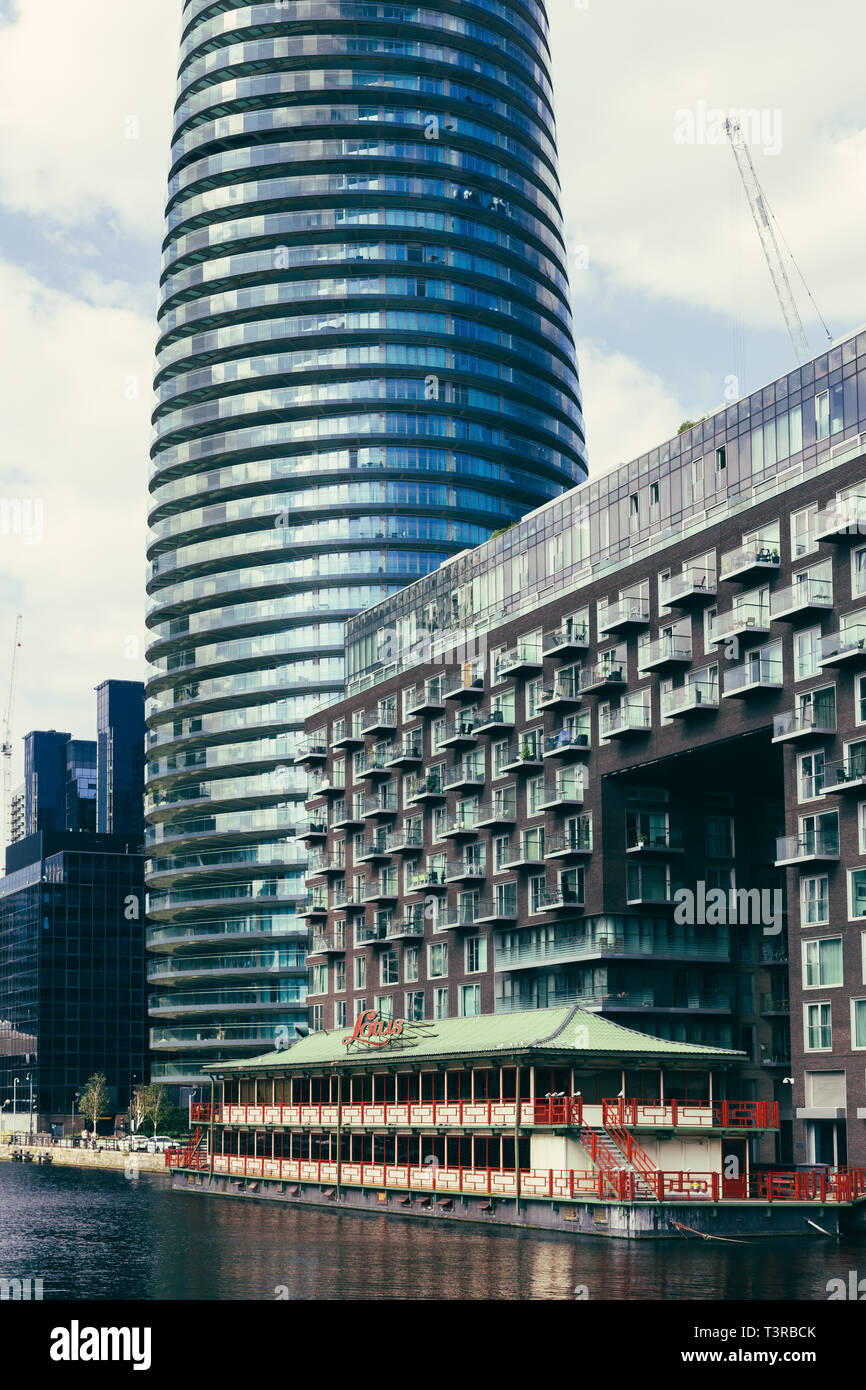 London, UK - July 23, 2018: The Lotus floating Chinese restaurant ...