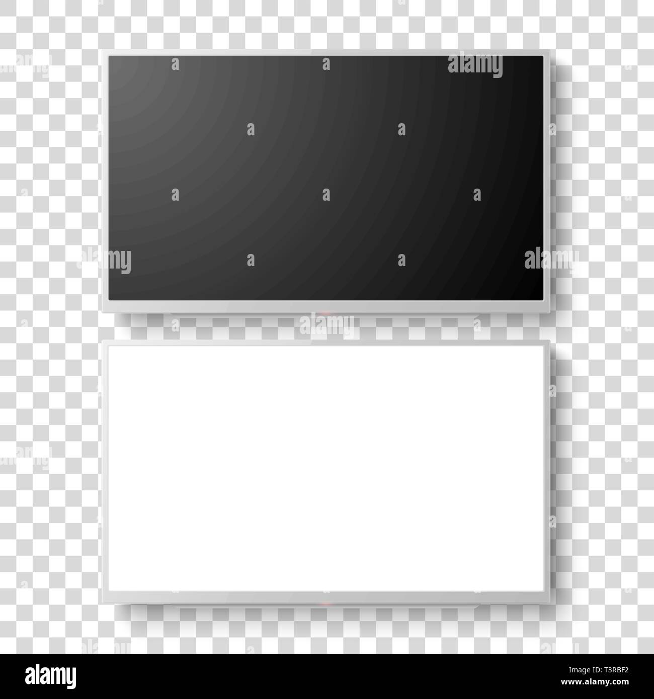 Vector 3d Realistic White Blank TV Screen Set. Modern LCD LED Panel Set ...