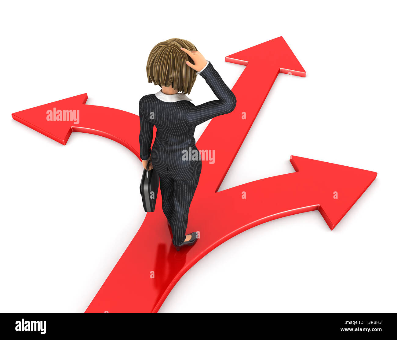 3d business woman three choices, illustration with isolated white ...