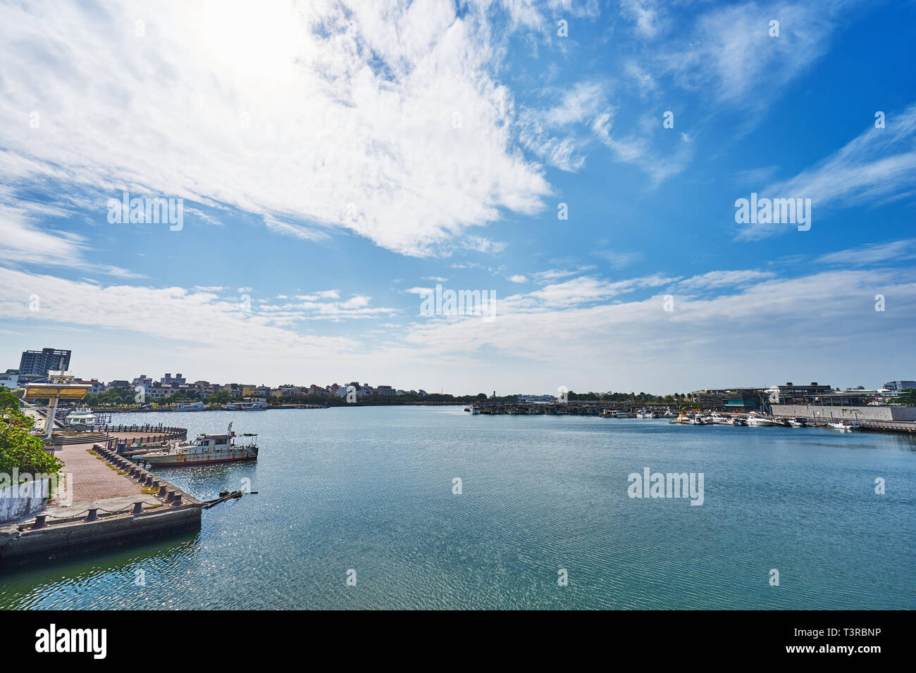 Beautiful scenics of Anping river with fisherman wharf in Tainan city ...