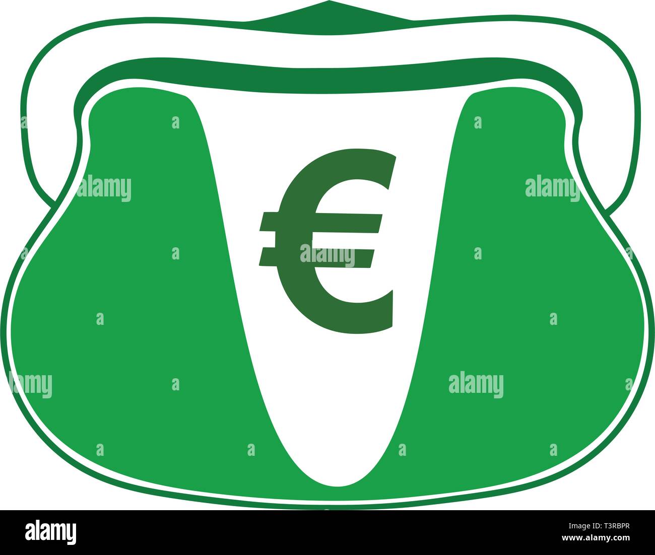 Green wallet silhouette. Symbol, Euro icon. isolated, white. Vector ...