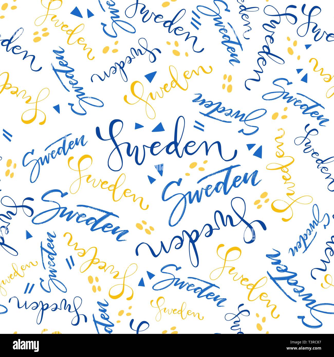 Sweden - hand drawn lettering name of country. Pattern with lettering ...