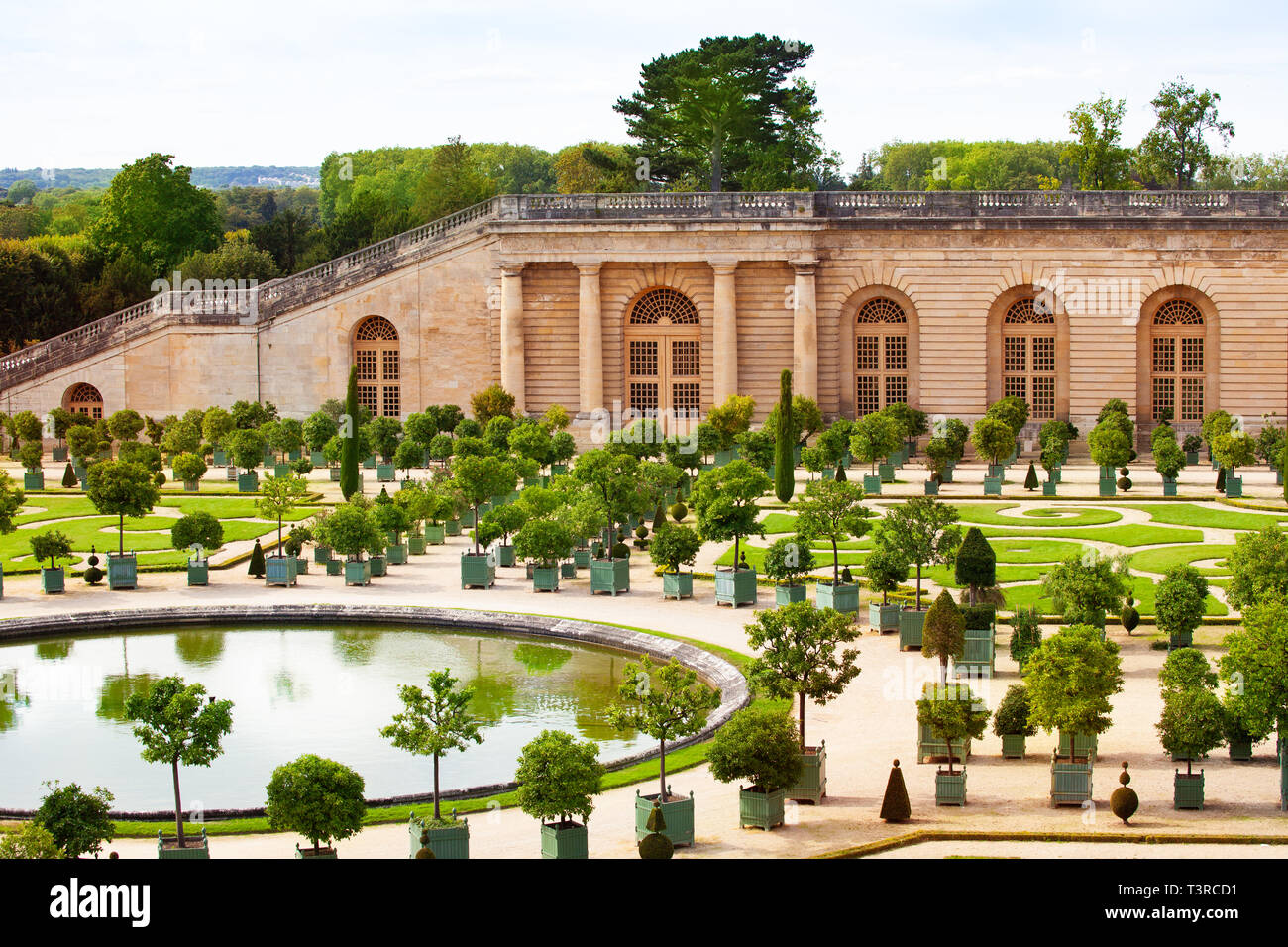 Versailles gardens with orange trees and fountain Stock Photo - Alamy