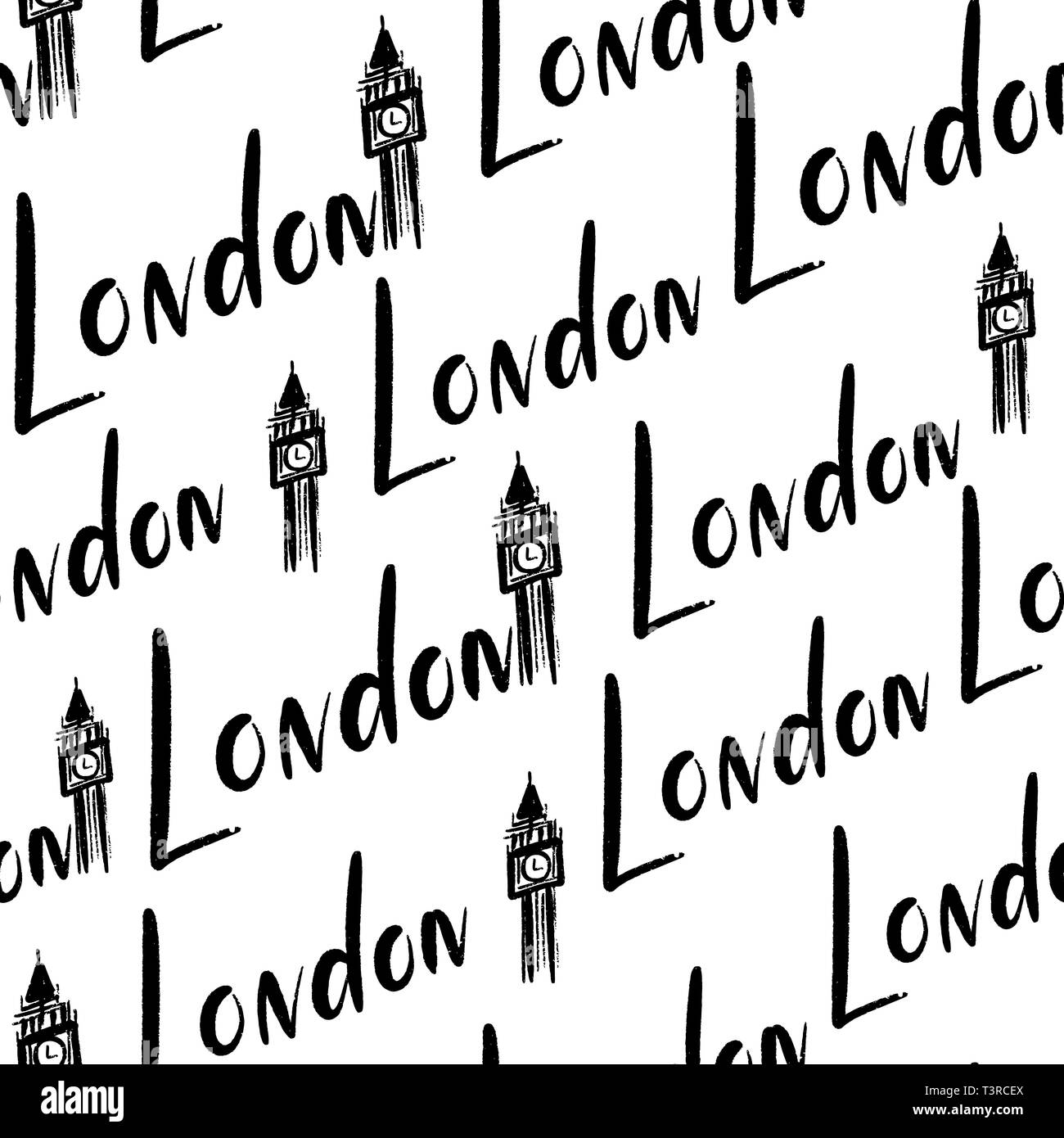 Handlettering London pattern. Seamless pattern with name of city. Ink ...