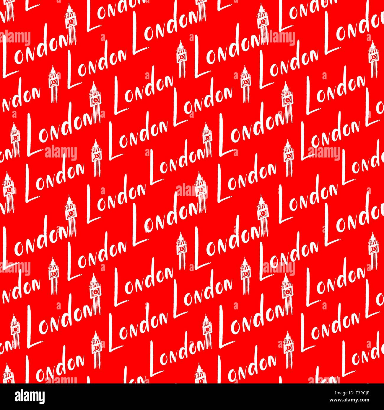 Handlettering London pattern. Seamless pattern with name of city on red ...