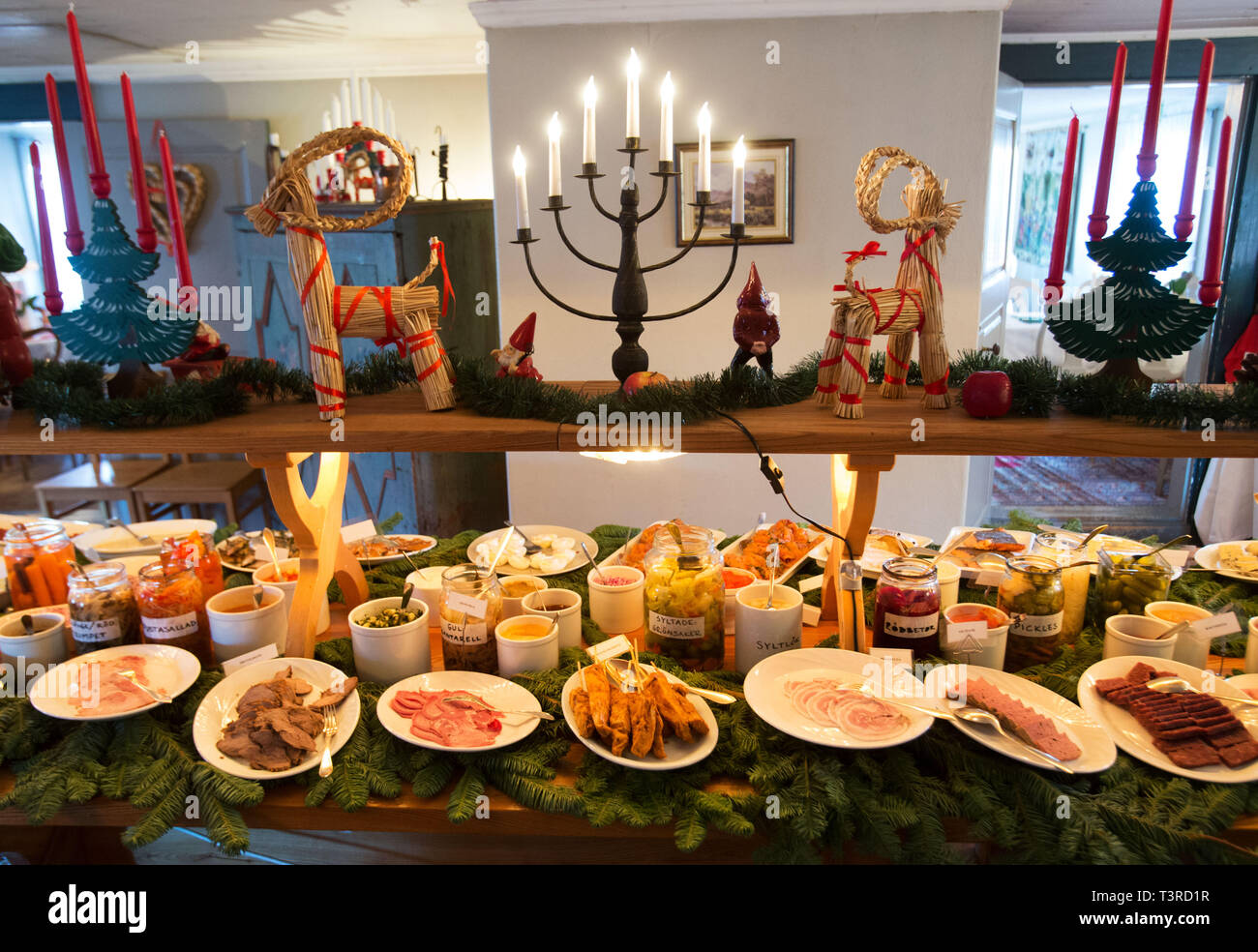 Christmas food on a Christmas table Stock Photo - Alamy