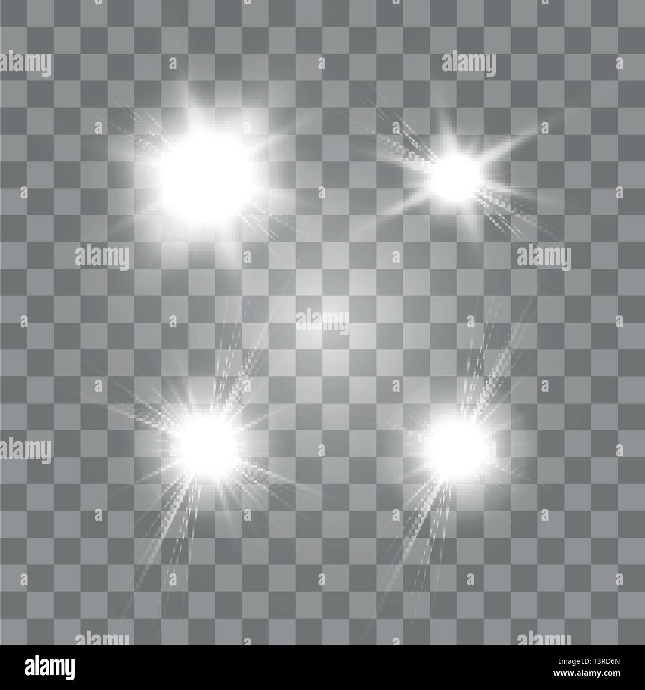 Set of Vector glowing light effect stars bursts with sparkles on transparent background ...