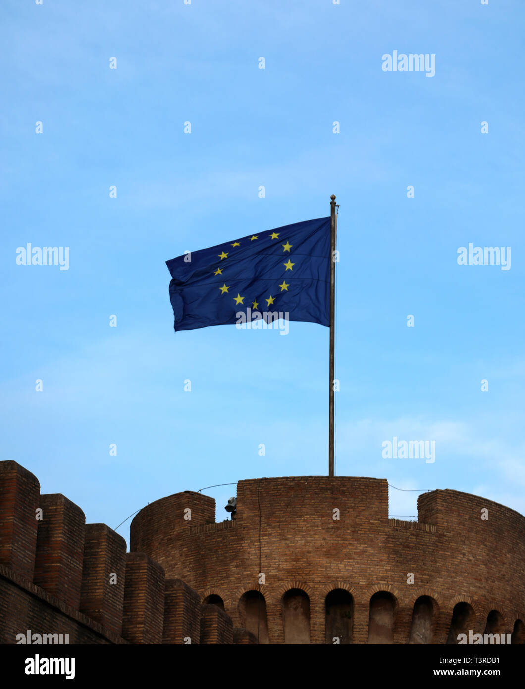 Big european flag on the tower in Rome Italy Stock Photo - Alamy