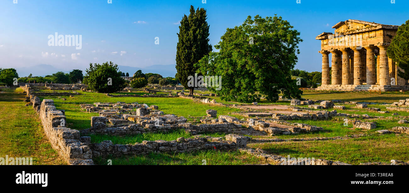 Archaeological site of Paestum , Temple of Neptune Stock Photo - Alamy