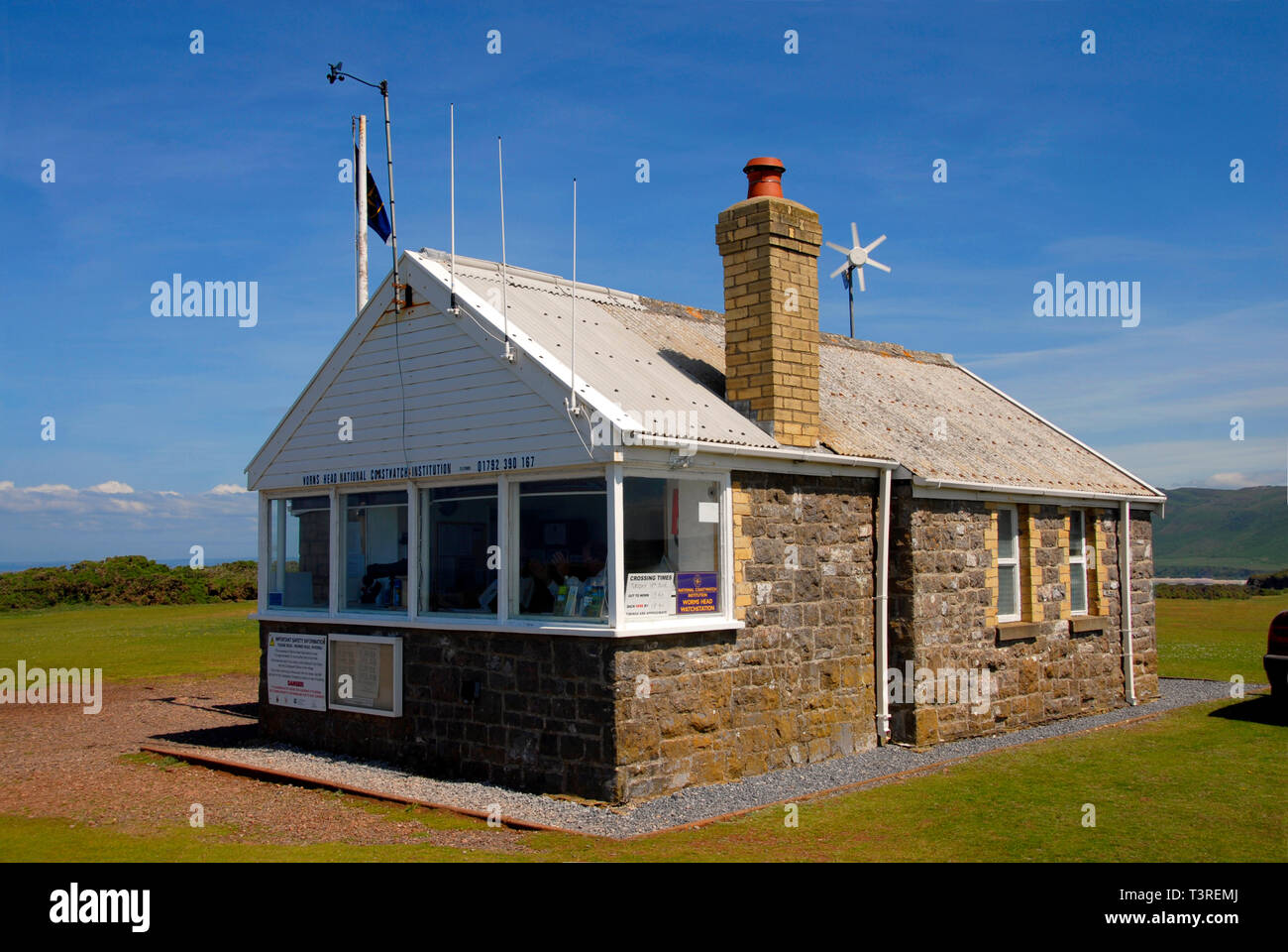 Coastal lookout point at Worm's Head, Gower, south Wales Stock Photo ...