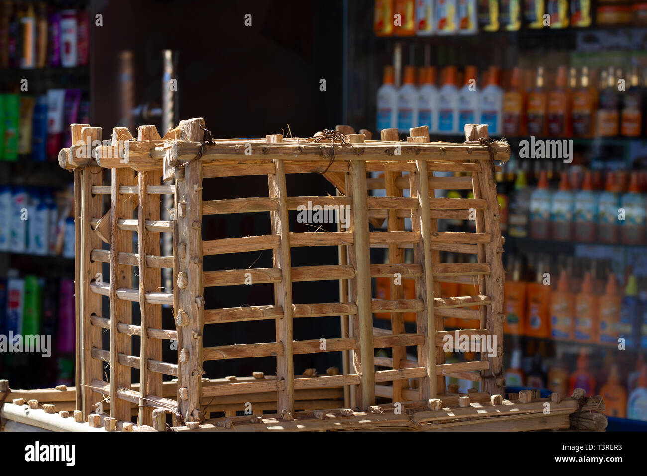 Homemade box for fruit from natural wood. Box for fruit in the oriental ...