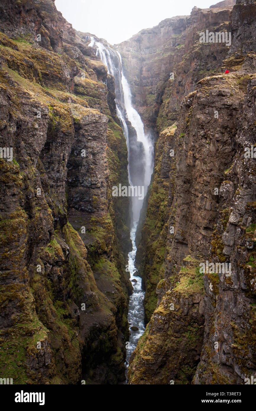 View of the waterfall in the gorge - Glymur, Iceland Stock Photo - Alamy