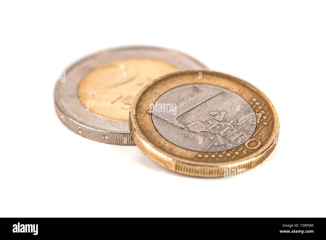 1 and 2 euro coin isolated hi-res stock photography and images - Alamy