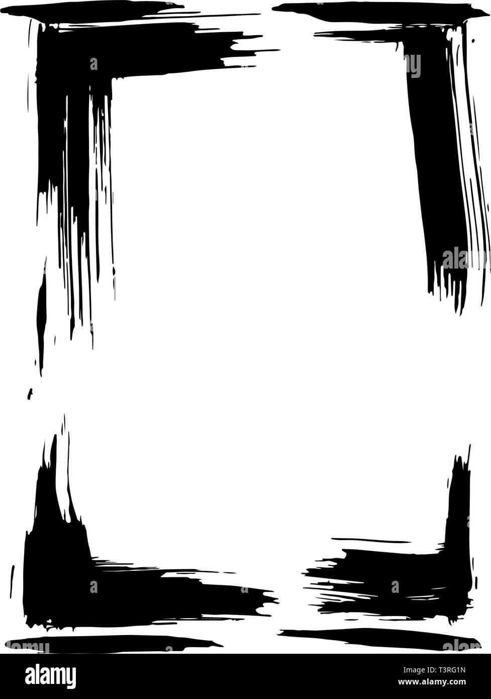 Vector Dry brush frames. Hand drawn artistic frames. Black and white ...