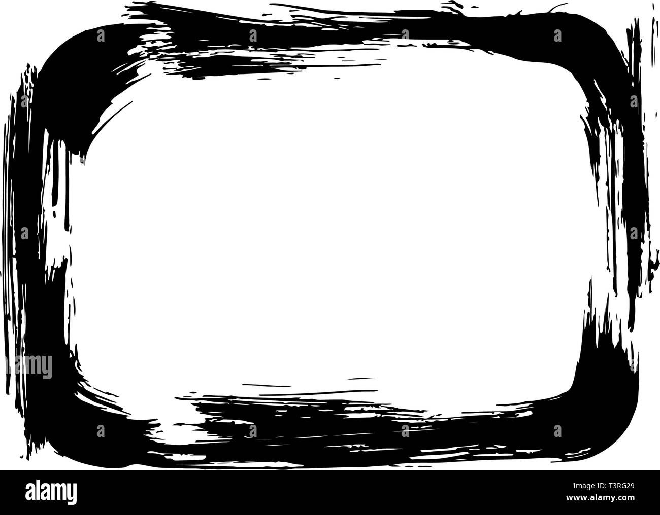 Vector Dry brush frames. Hand drawn artistic frames. Black and white ...