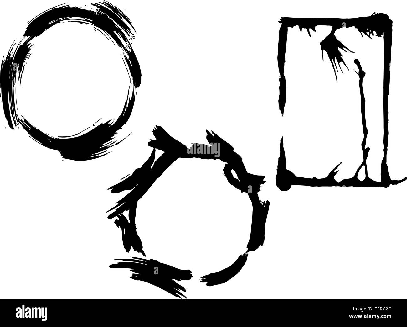 Vector Dry brush frames. Hand drawn artistic frames. Black and white ...