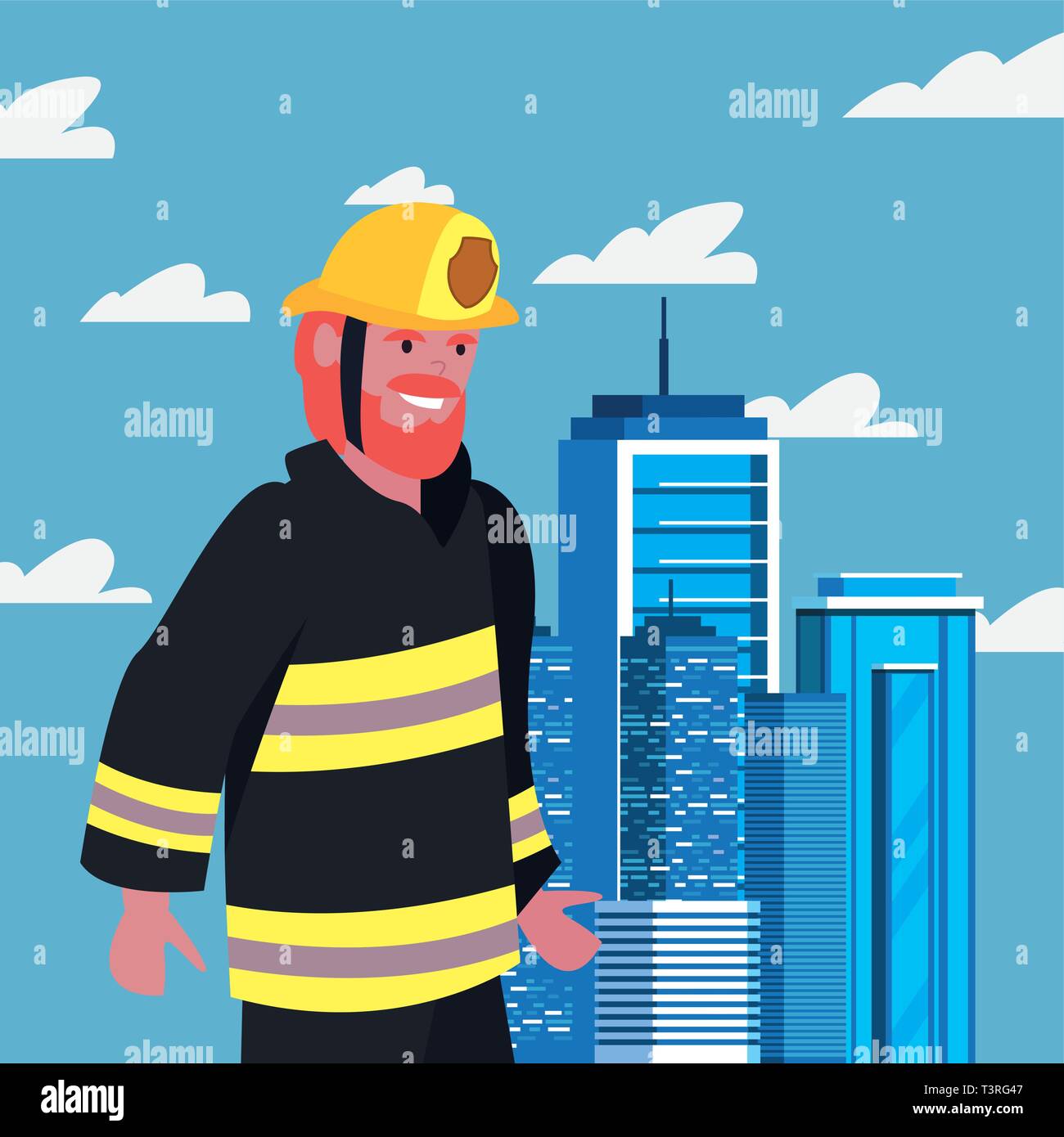fireman with board labour day vector illustration Stock Vector Image ...