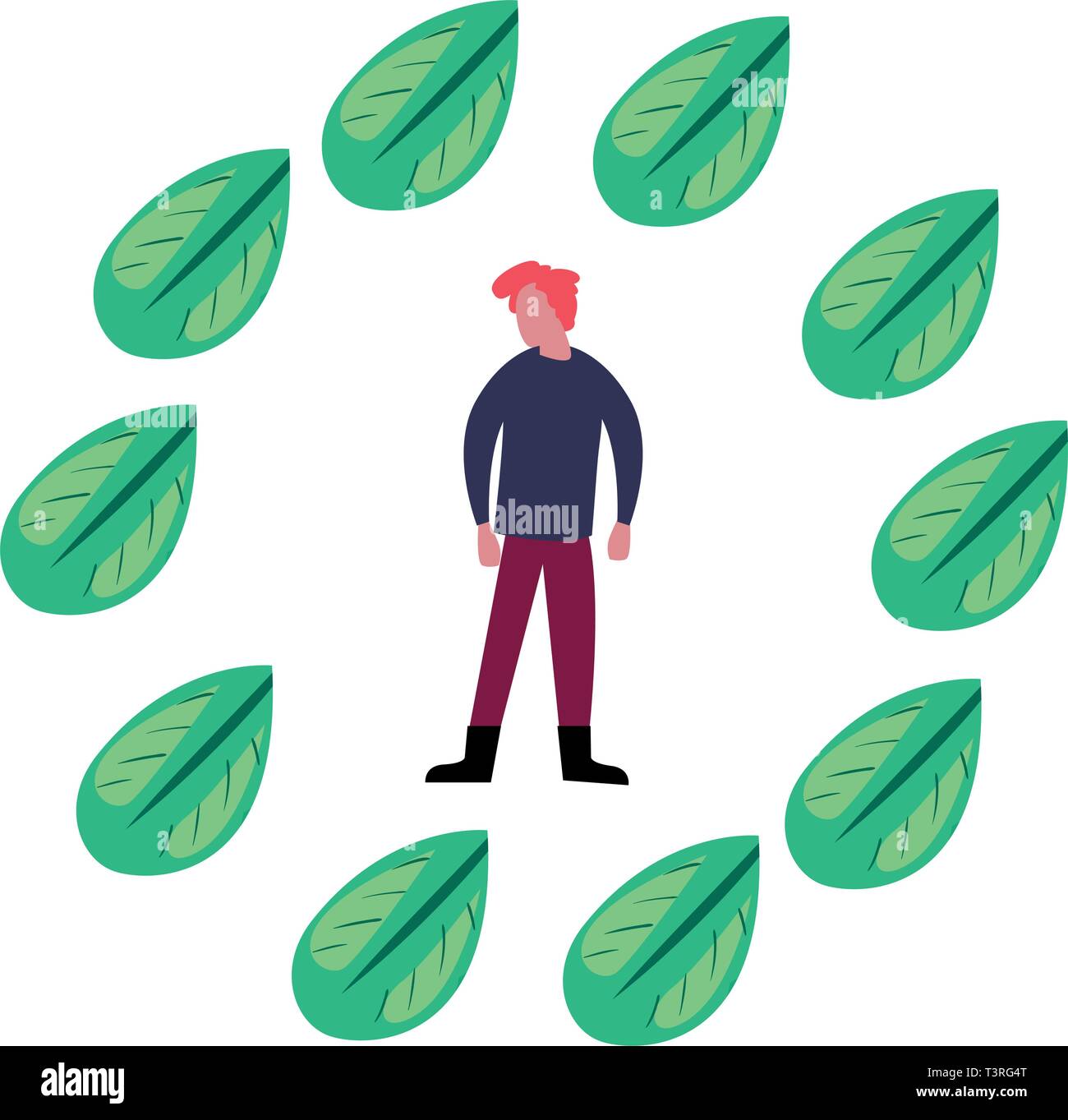 man foliage leaves earth day vector illustration Stock Vector Image ...