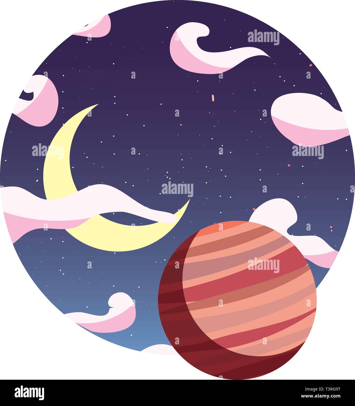 moon planet cloud sky space vector illustration Stock Vector Image ...