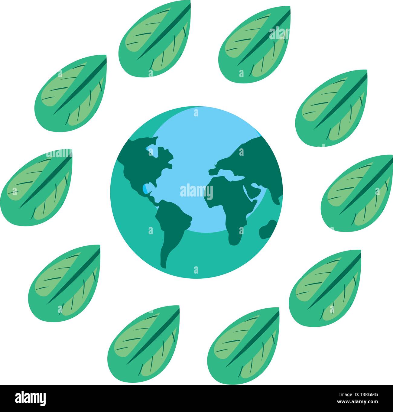 world frame leaves earth day vector illustration Stock Vector Image ...