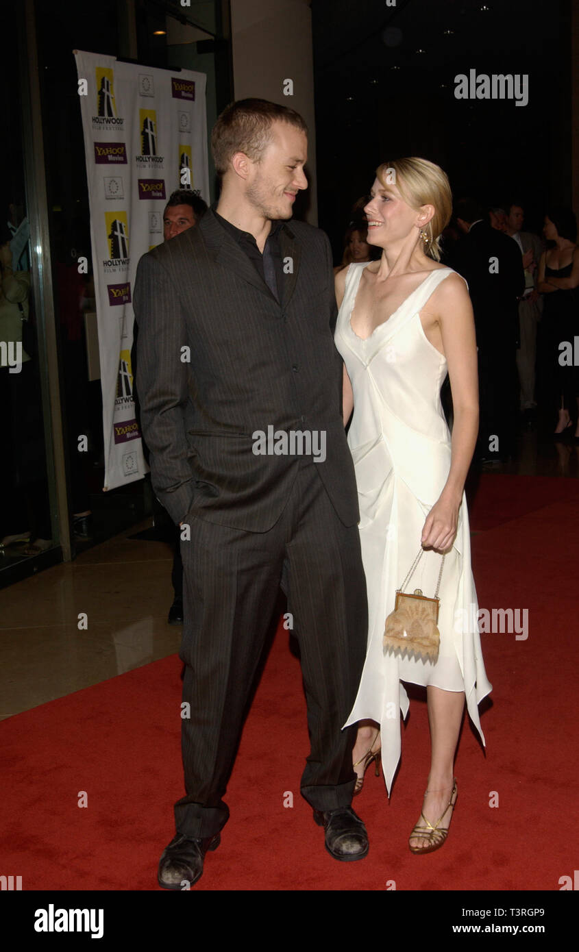 LOS ANGELES, CA. October 07, 2002: Actor HEATH LEDGER & actress ...