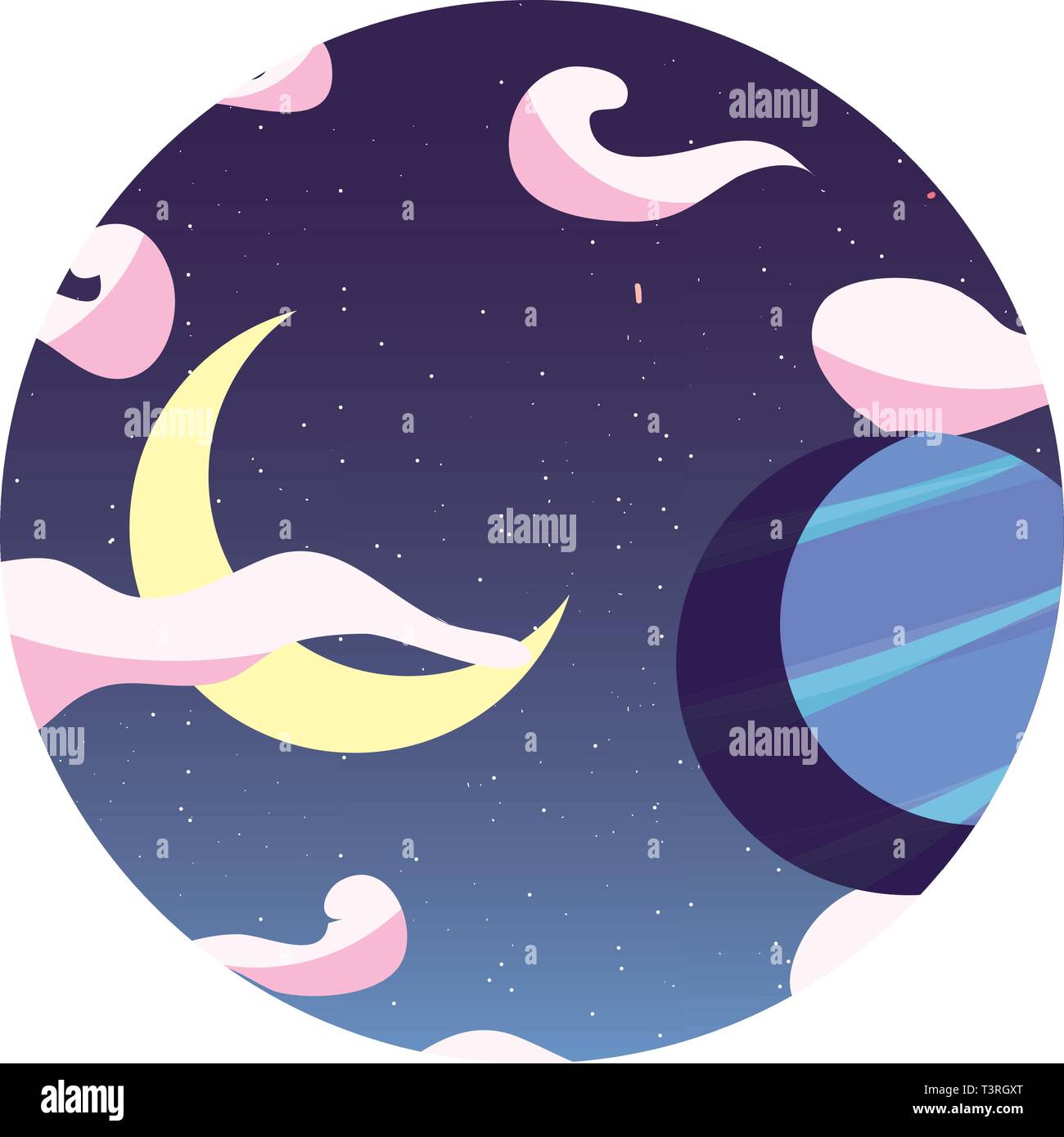 moon planet cloud sky space vector illustration Stock Vector Image ...