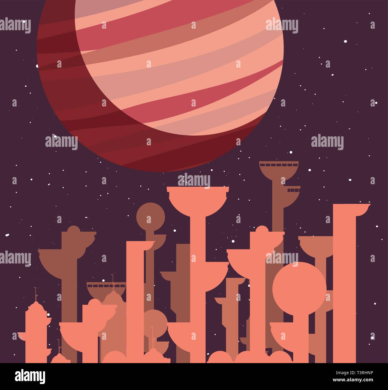 future buildings architecture planet city space vector illustration ...