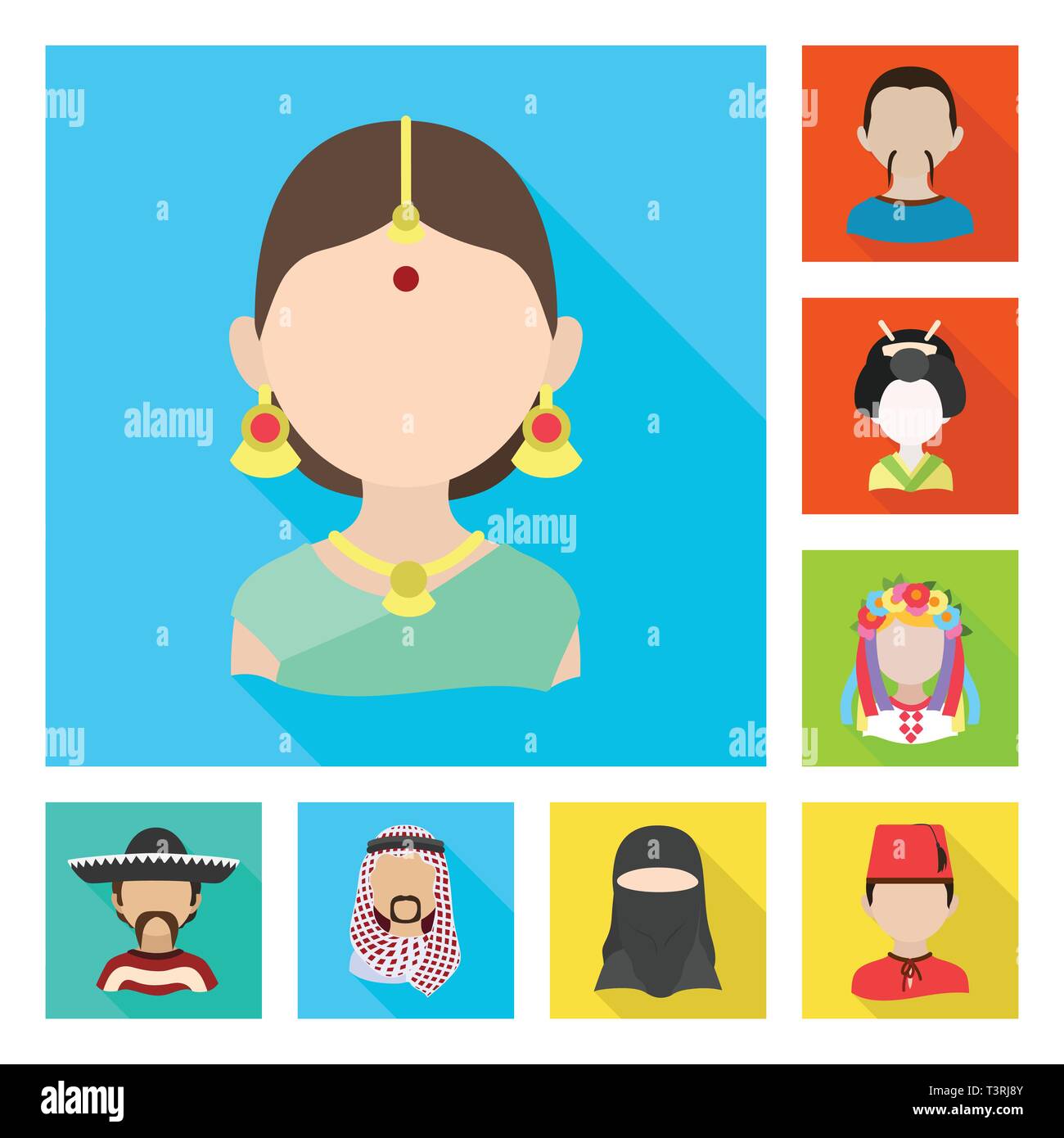 Isolated object of nation and race symbol. Collection of nation and ...