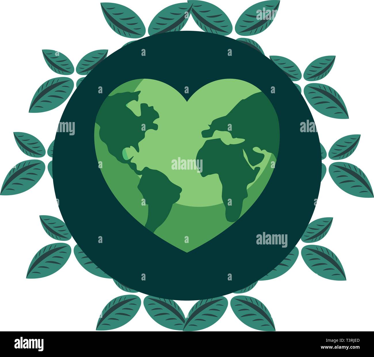 world shaped heart green happy earth day vector illustration Stock ...