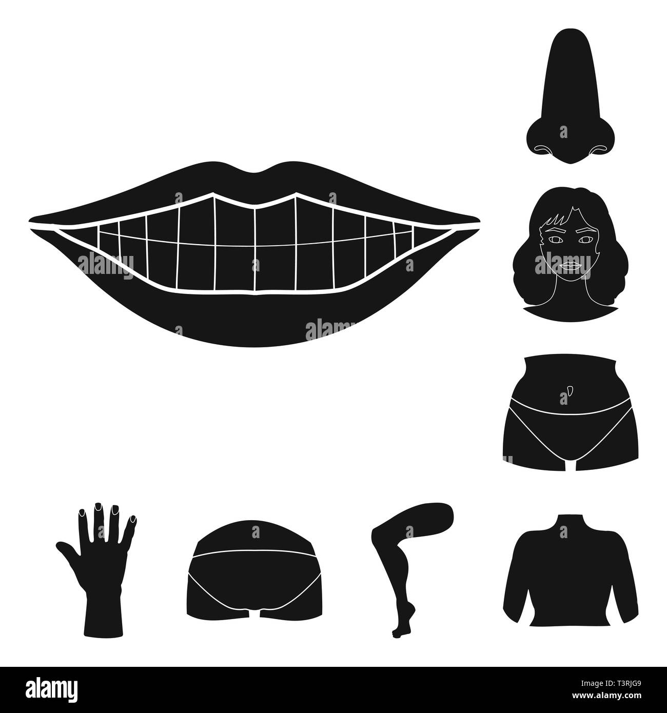 Vector illustration of body and part sign. Collection of body and ...