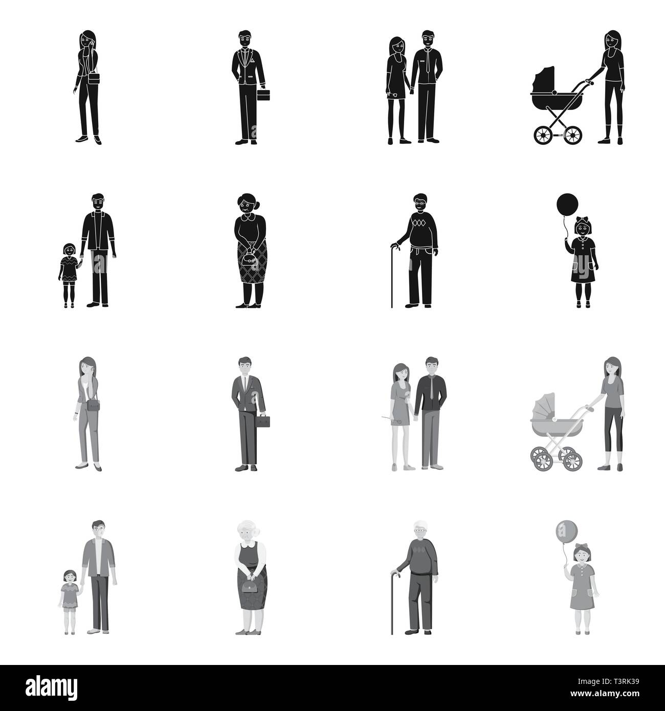 Vector illustration of character and avatar logo. Set of character and ...