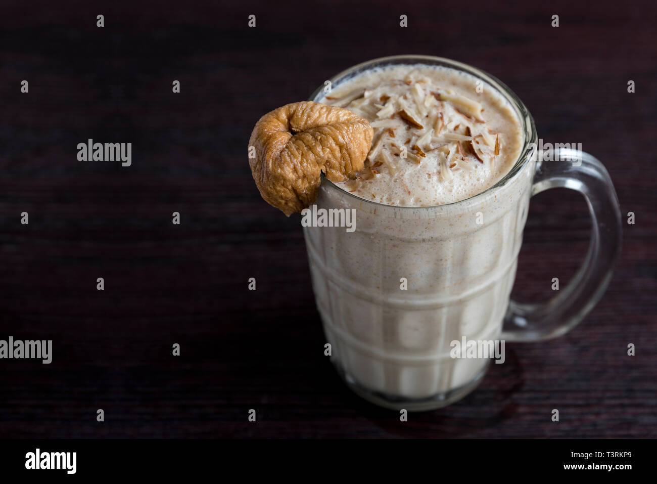 Anjeer milk shake or dried fig milk shake with almonds - selective ...
