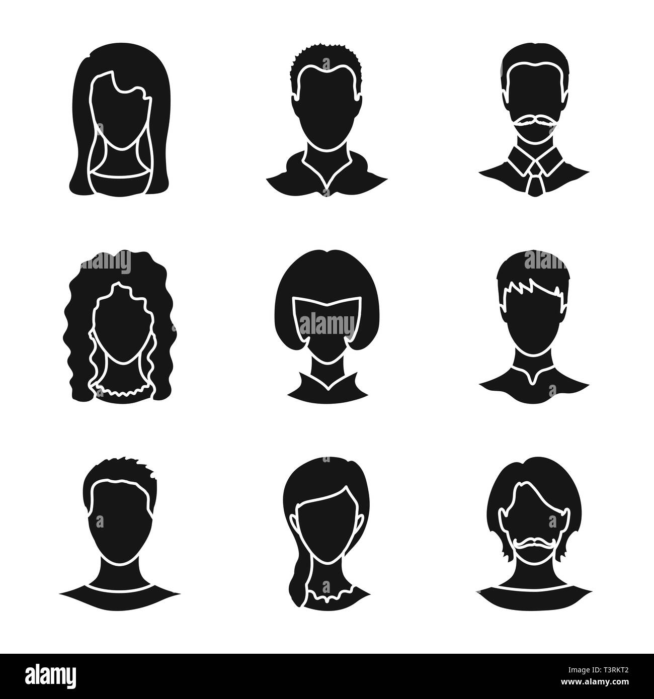 Vector illustration of character and profile icon. Set of character and ...