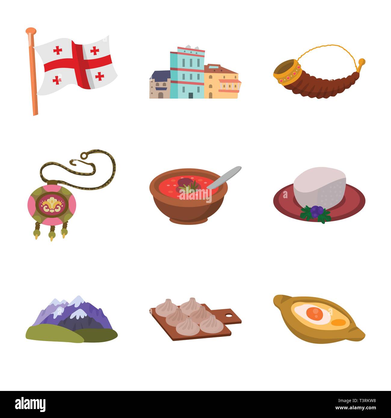 Vector illustration of Caucasus and traditions icon. Set of Caucasus ...