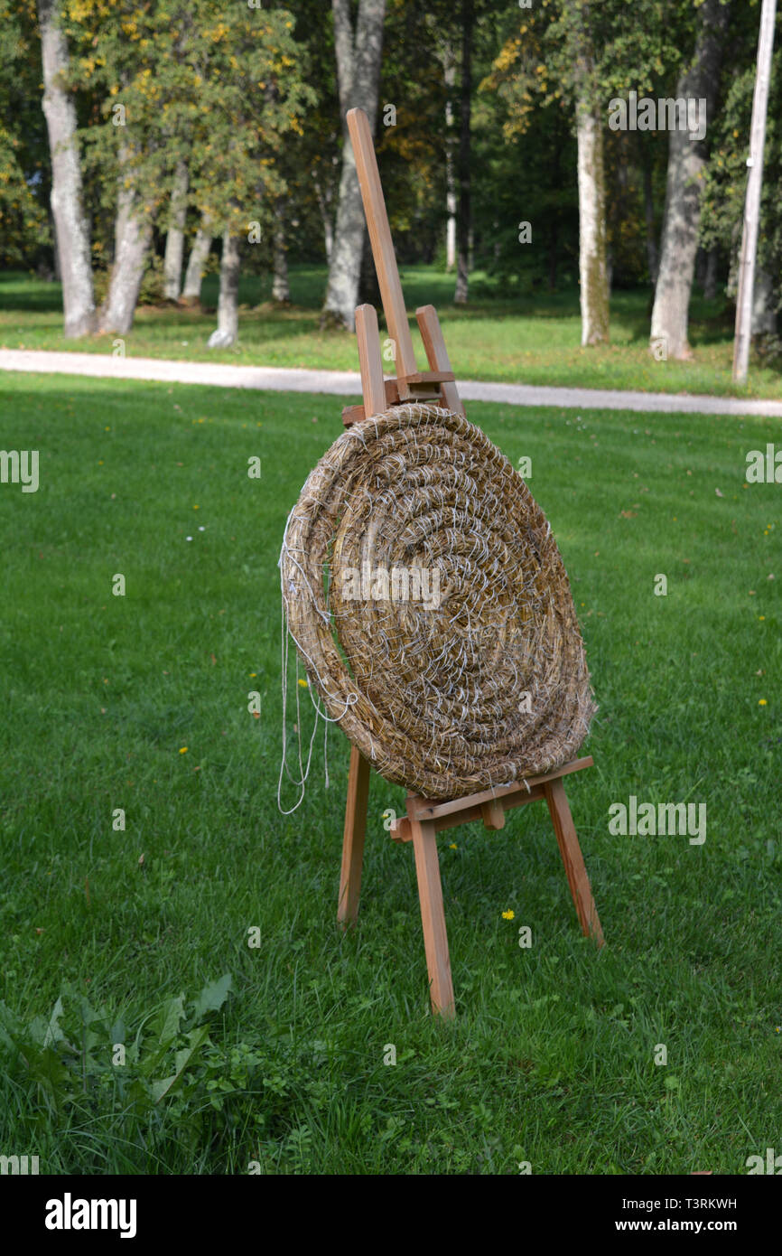 New Archery target in summer city park without arrows Stock Photo - Alamy