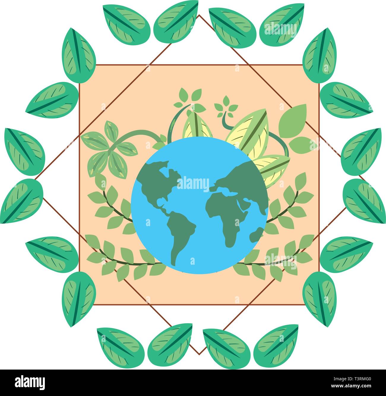 world leaves nature earth day vector illustration Stock Vector Image ...