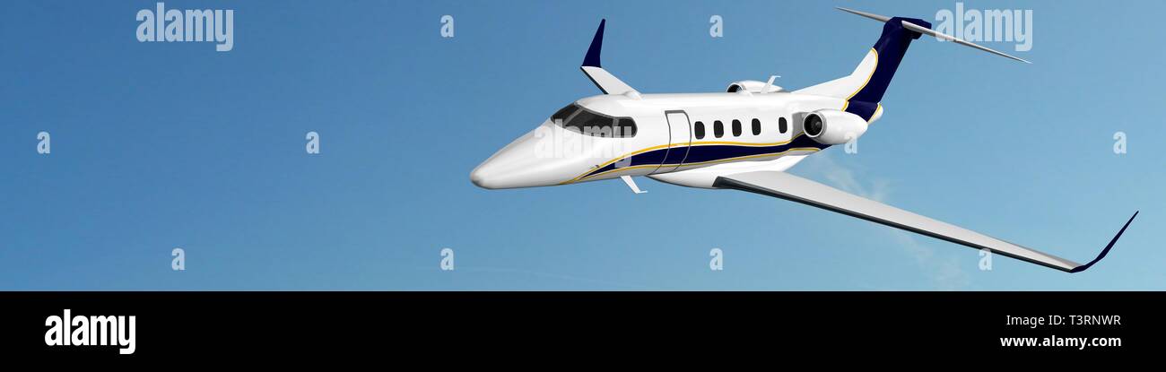 business jet - privat jet - Business aircraft flies in the sky Stock ...