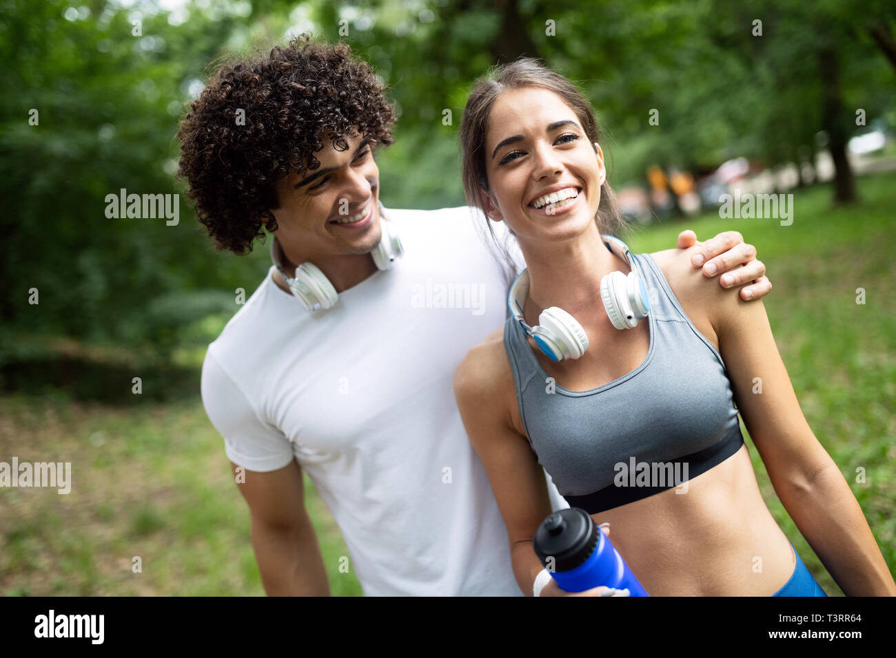 Female happy jogging hi-res stock photography and images - Alamy