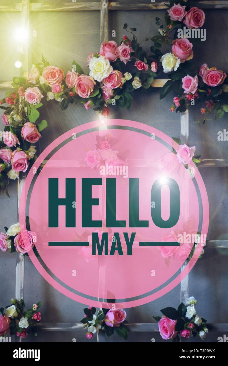 Banner hello may. Welcome picture. New month. Warm month. the month of ...