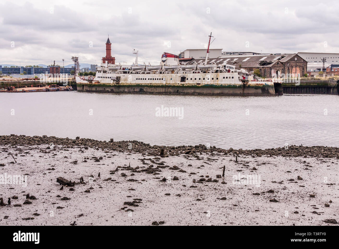 A view across the River Tees to Middlehaven from Port Clarence showing ...