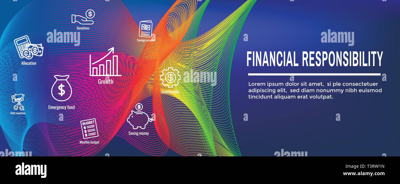 Personal Finance & Responsibility Icon Set & Web Header Banner Stock ...